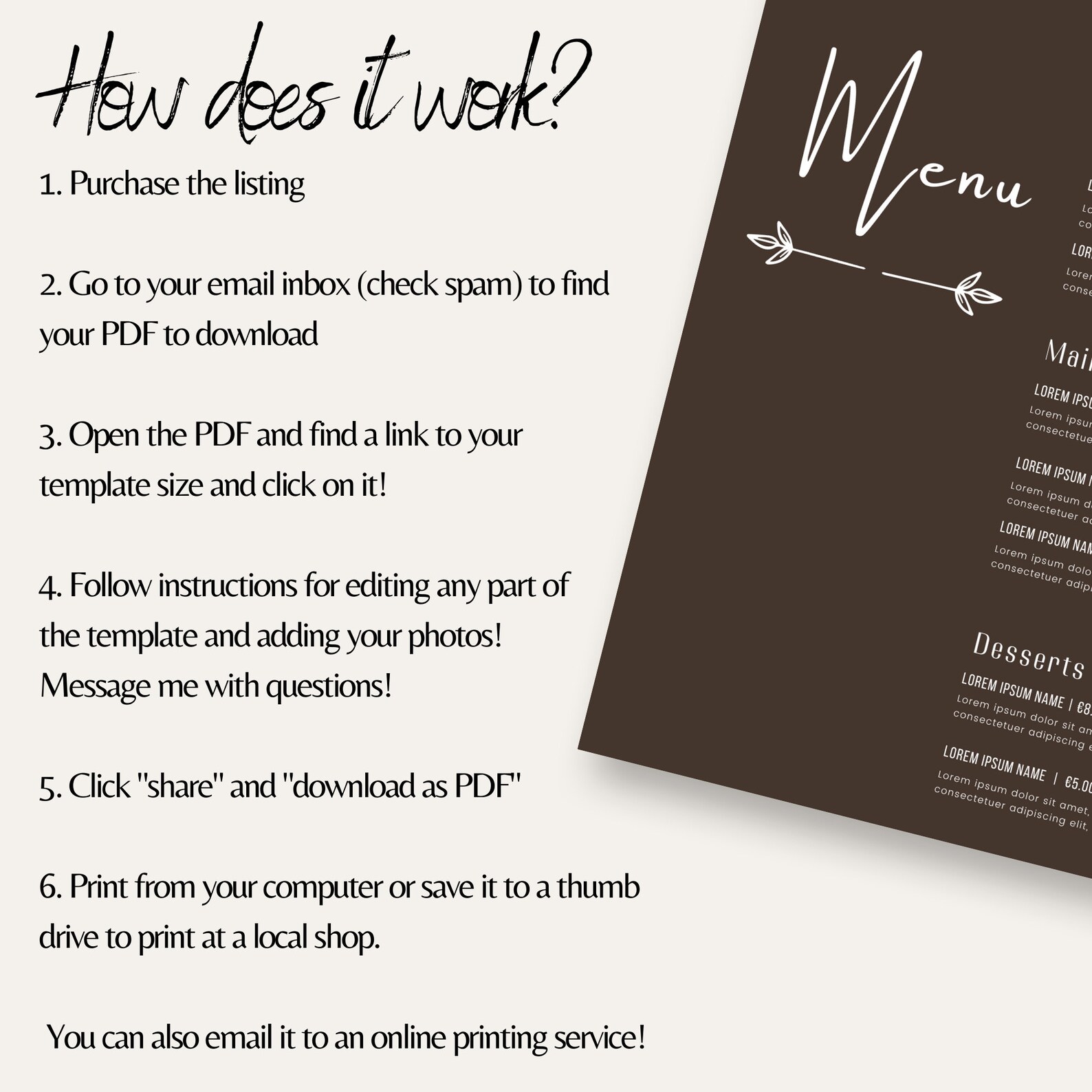 Minimal Restaurant Menu Canva Template, Editable Restaurant Menu ...