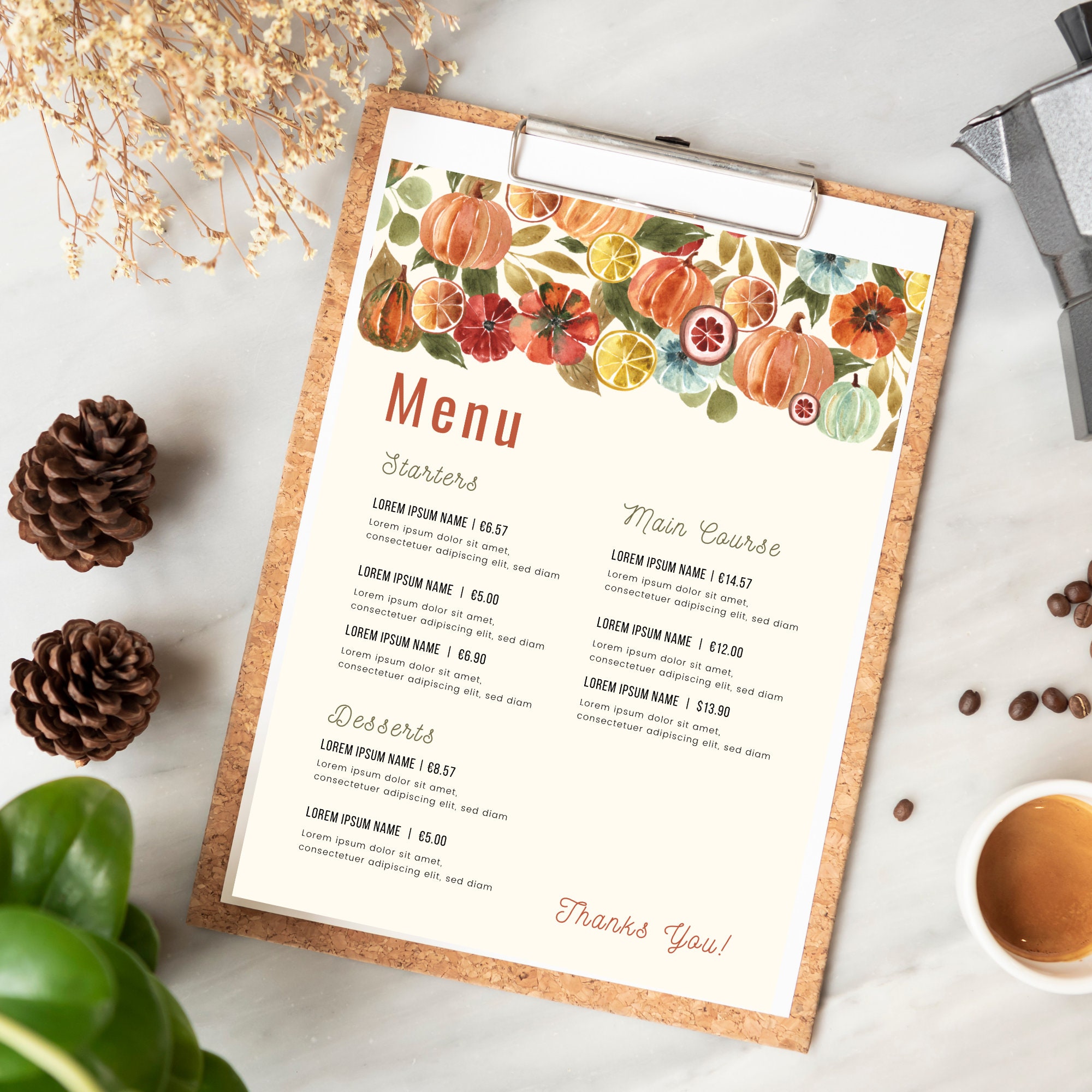Modern Restaurant Menu Template Bundle, Editable Menu Template ...