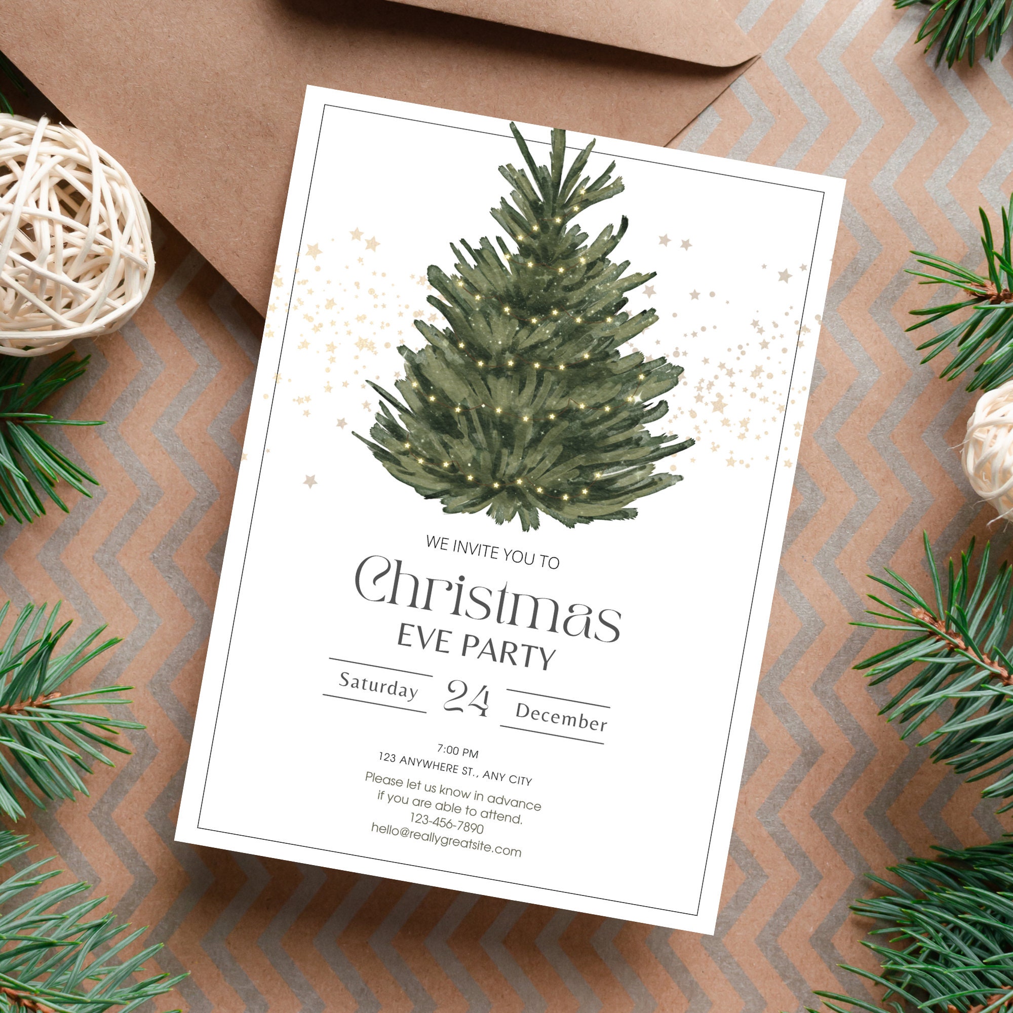 Christmas Party Invitation, Holiday Party Invitation Template, Editable ...