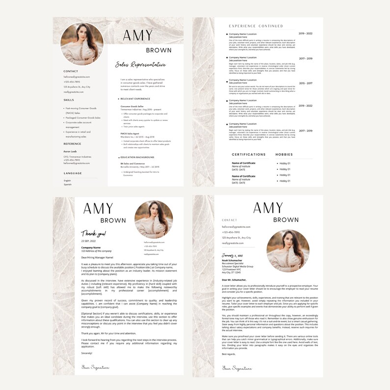 Resume Template With Photo, Professional Resume Template for Canva ...