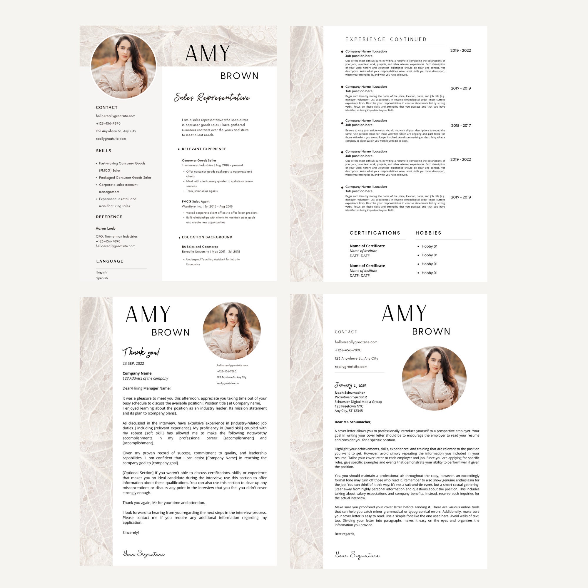 Resume Template With Photo, Professional Resume Template for Canva ...