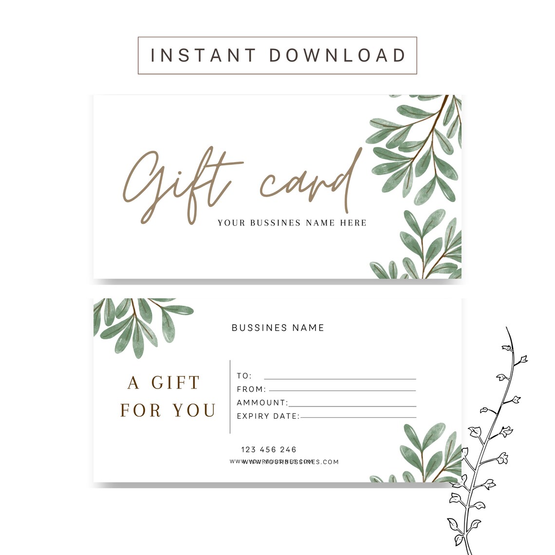 Editable Gift Certificate Template, Modern Gift Certificate, Editable ...