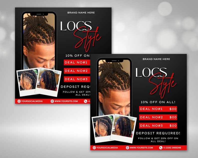 Locs and Styles Flyer, Barbershop, Loc Retwist, Editable on Canva ...