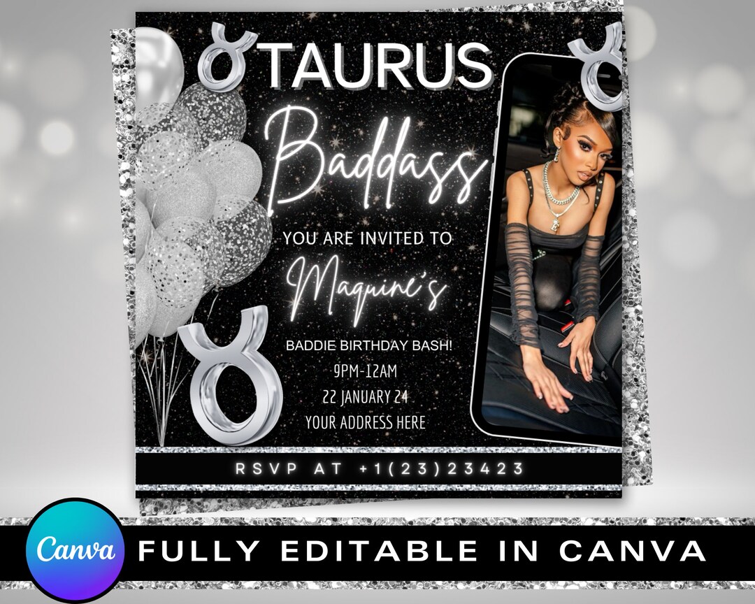 Taurus Birthday Flyer, Taurus Bash Flyer, Birthday Flyer, Birthday Girl ...
