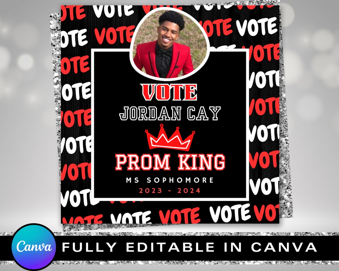 Prom King Flyer, Vote Prom King Flyer, Prom King Poster, Homecoming ...