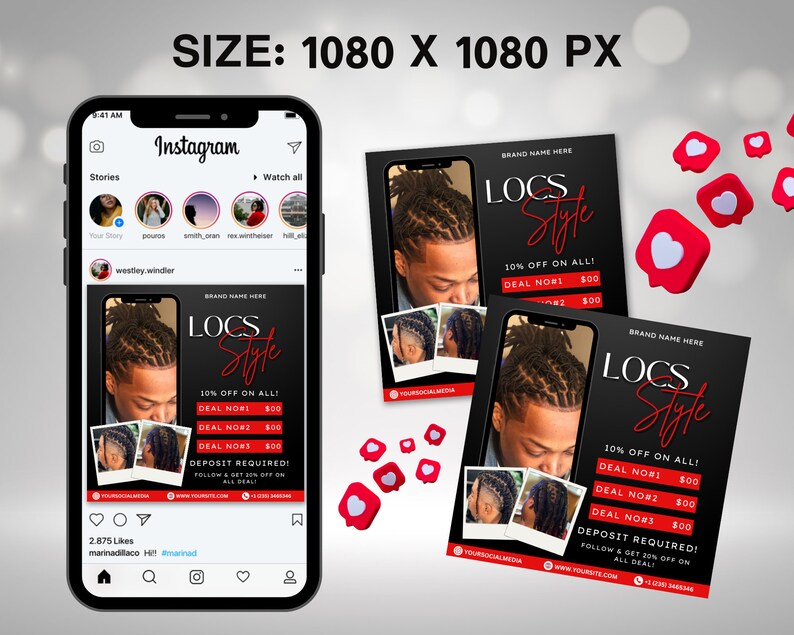 Locs and Styles Flyer, Barbershop, Loc Retwist, Editable on Canva ...