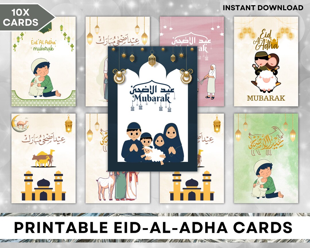Eid Al Adha Cards, Eid Cards Pack of 10 Eid Mubarak Cards Bundle ...