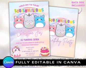 Squishmallow Birthday Invitation, Squishy Invitation,customizable ...