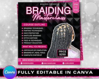 Braid Class Social Media Flyer Beauty Masterclass Course Hair Stylist ...