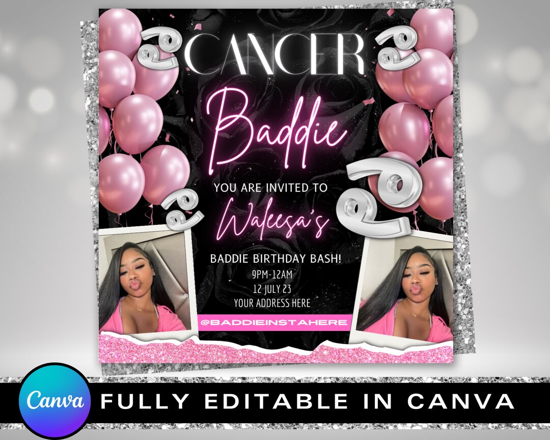 Cancer Birthday Flyer, Cancer Bash Flyer, Birthday Flyer, Birthday Girl ...