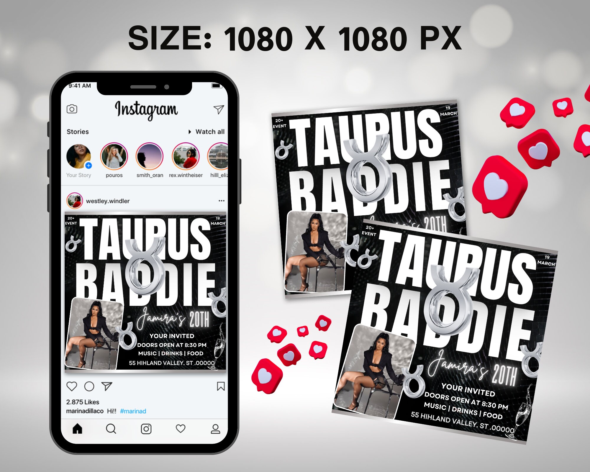 Taurus Birthday Flyer, Taurus Bash Flyer, Birthday Flyer, Birthday Girl ...