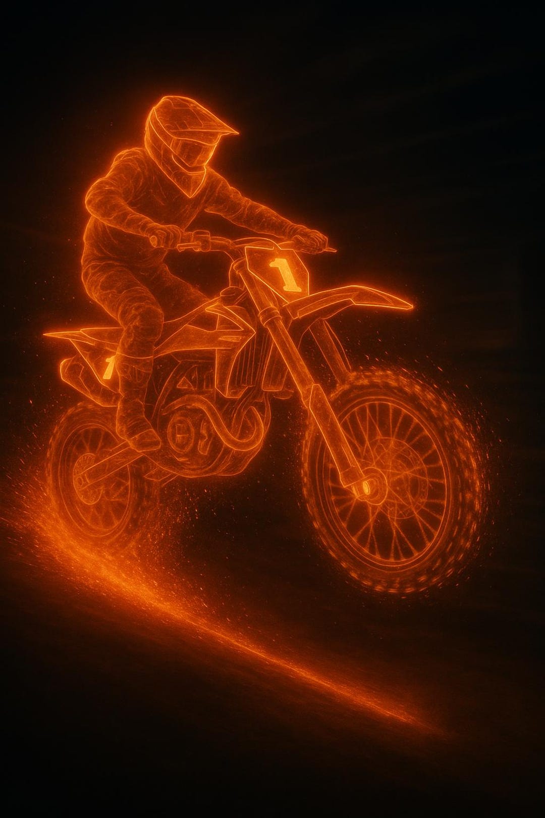 Ghosted Orange Rider Motocross Poster | Neon Dirt Bike Wall Art ...