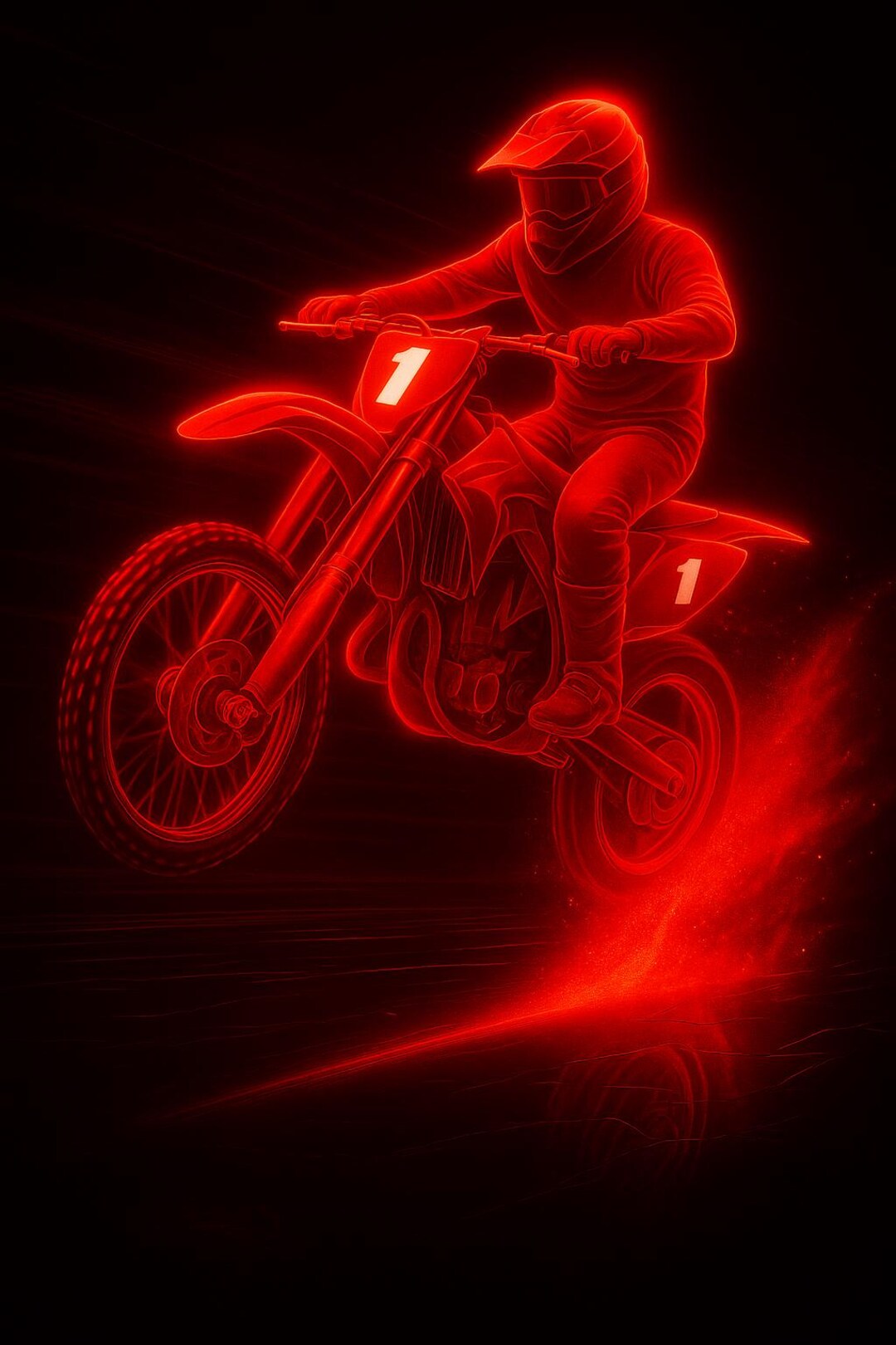 Ghosted Red Rider Motocross Poster | Neon Dirt Bike Wall Art | Digital ...