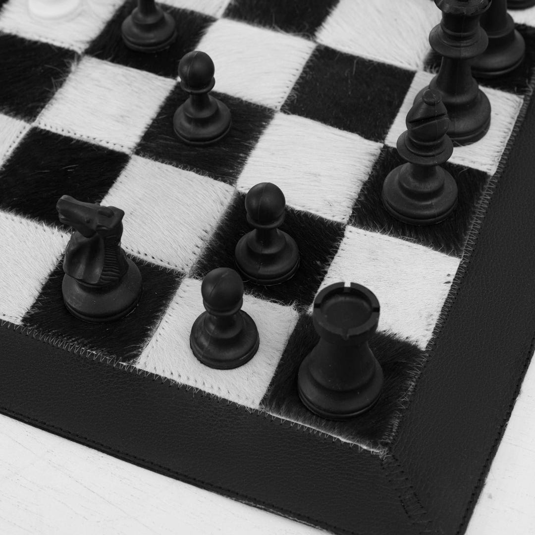 Luxury Leather Cow Skin Chess Board With Marble Pieces - Etsy Singapore