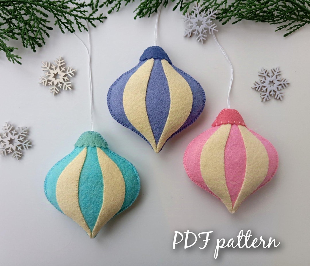 Christmas Ornaments Pattern, Felt Christmas Tree Ornaments PDF Tutorial ...