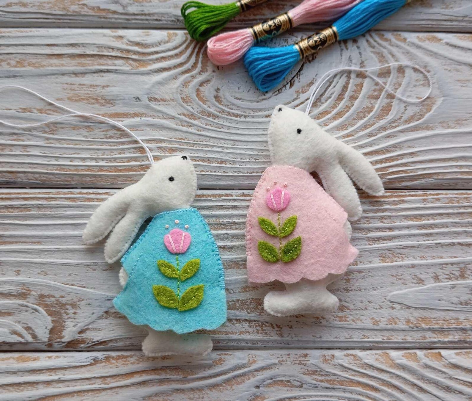 Felt Bunny Ornament, Easter Bunny, Easter Decor Embroidered - Etsy