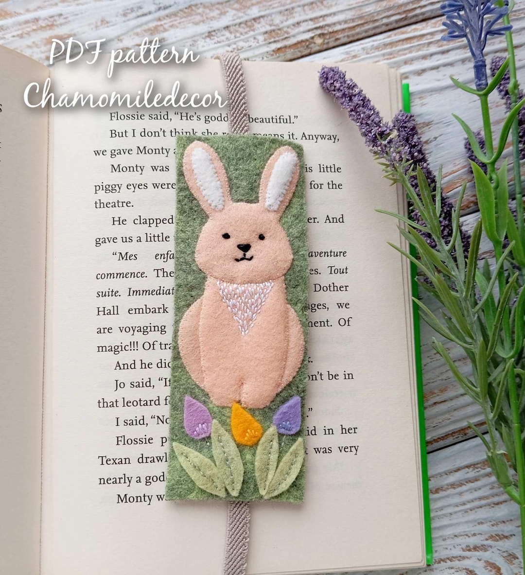 Felt Bookmark Pattern, Felt Bunny Bookmarks Spring Bookmark Pattern ...