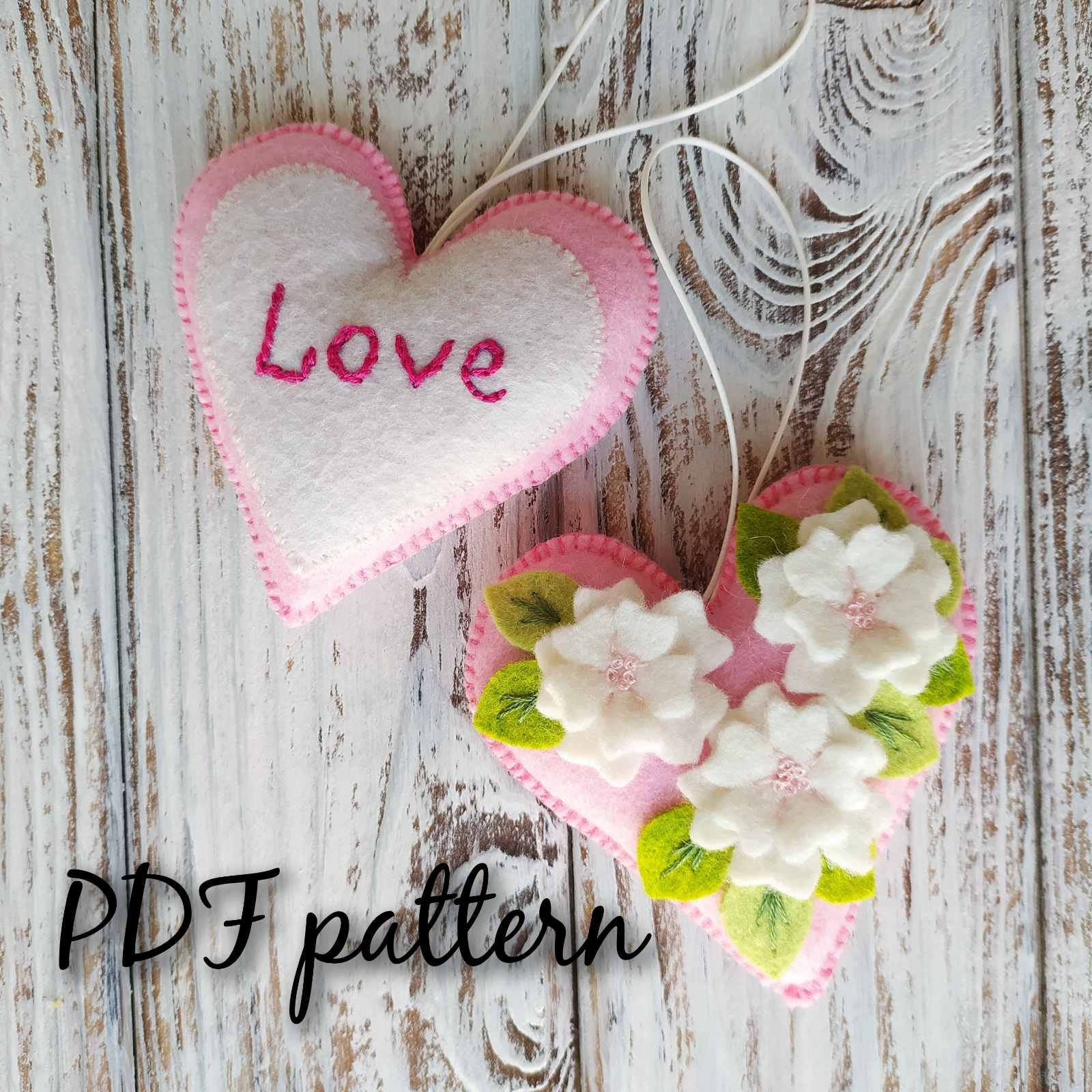 Heart Pattern, Felt Pattern, PDF Pattern Sewing Pattern Valentine's Day ...