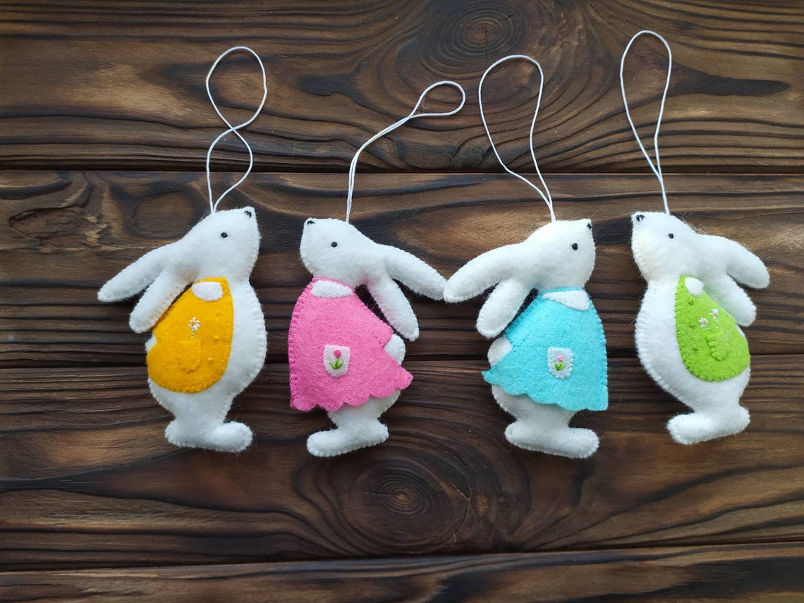 Felt Bunny Ornament, Easter Decor, Easter Felt Ornament, Easter Bunny ...
