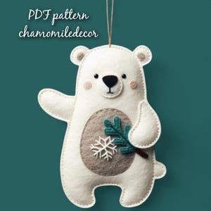 Polar Bear Felt Ornament Digital Pattern, Felt Pattern, Christmas ...