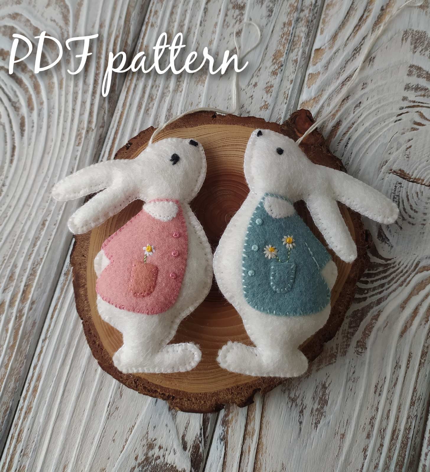 Felt Bunny Pattern, Bunny Ornament, Sewing Patterns, Felt Ornaments ...