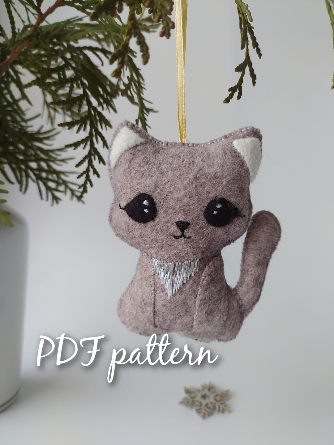 Felt Cat Pattern Felt Ornament PDF Pattern Hand Sewing DIGITAL Instant ...