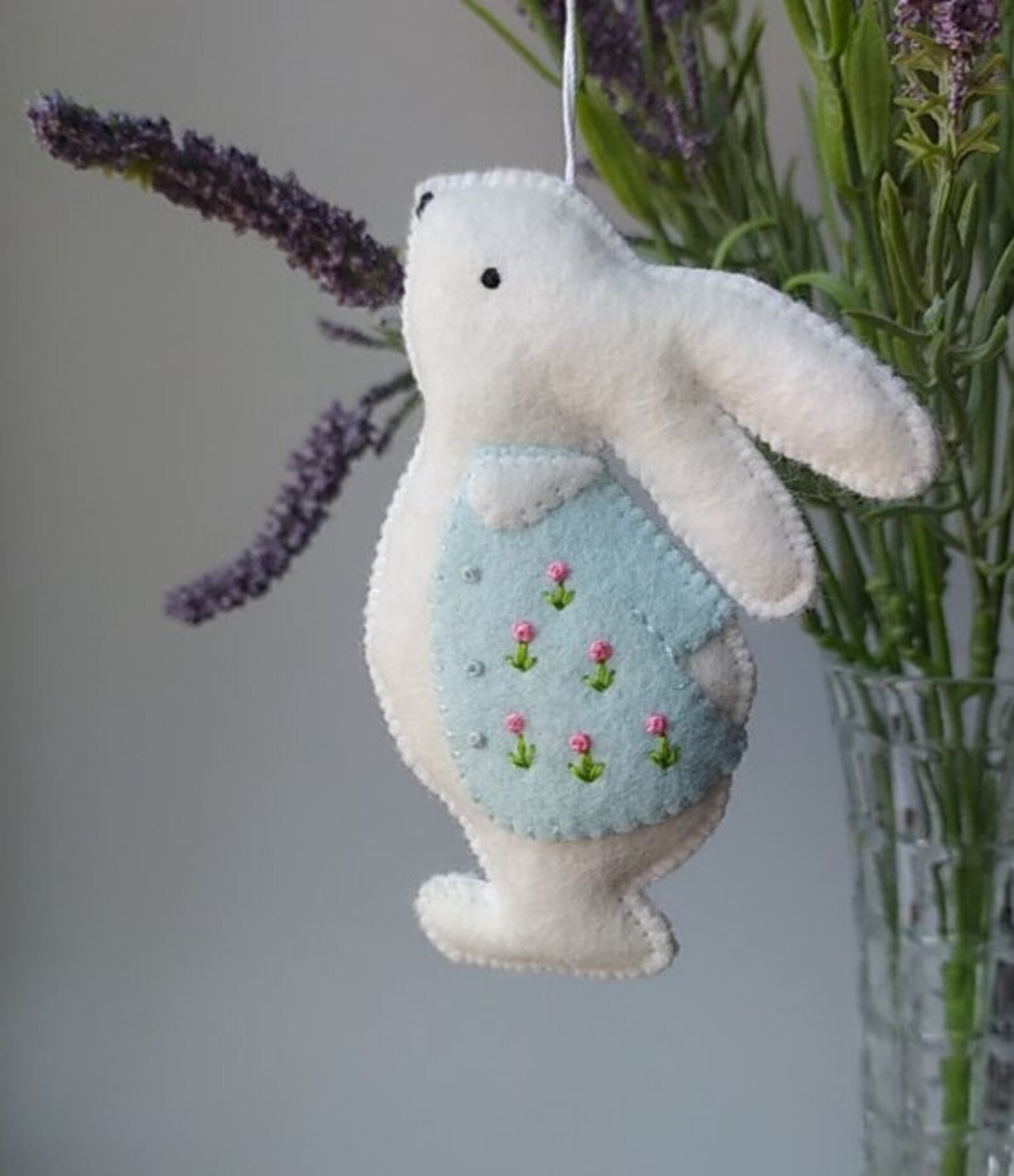 Felt Bunny Ornament, Easter Bunny, Easter Decor Embroidered - Etsy