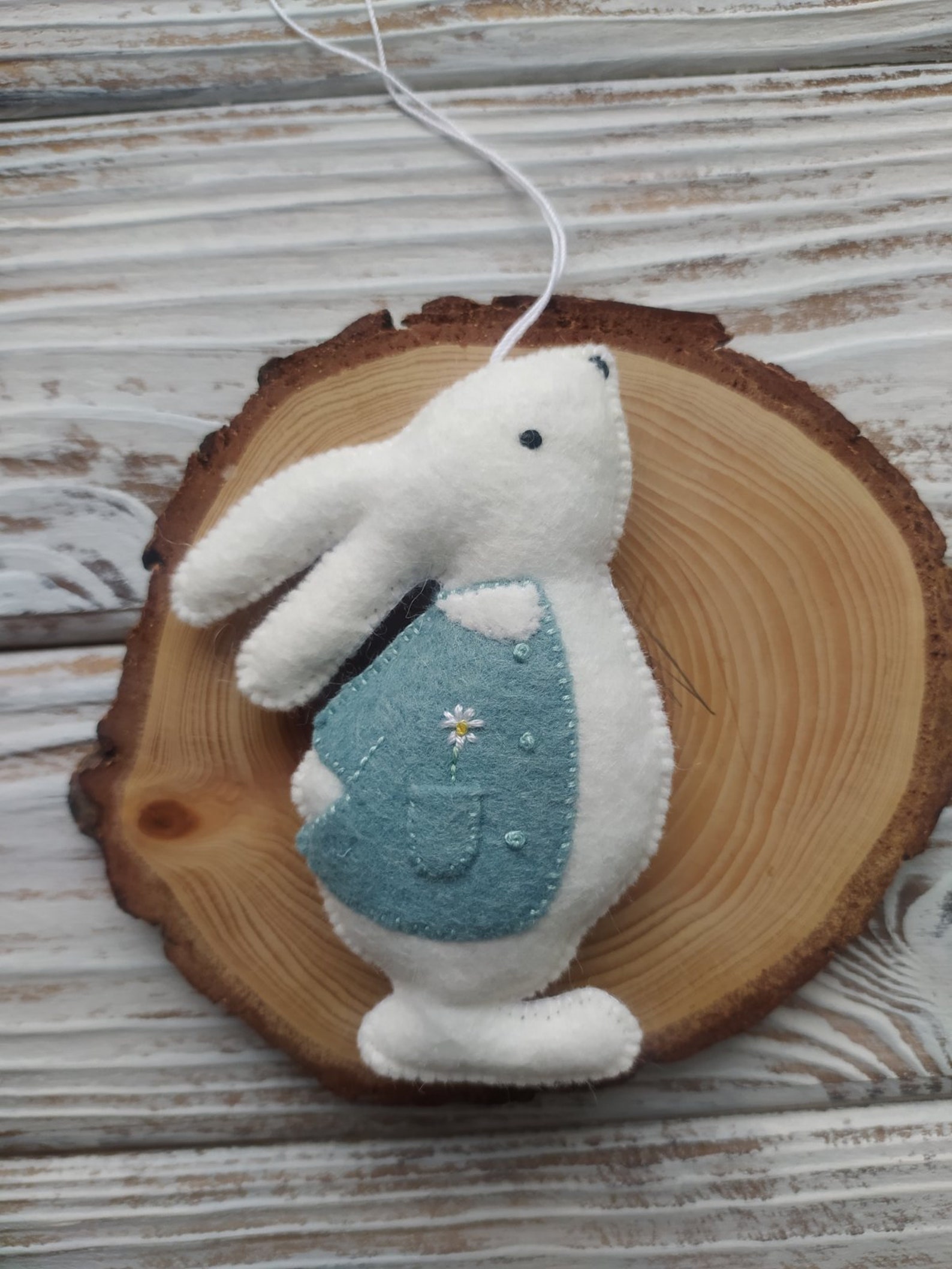 Felt Bunny Ornament, Easter Bunny, Easter Decor Embroidered - Etsy