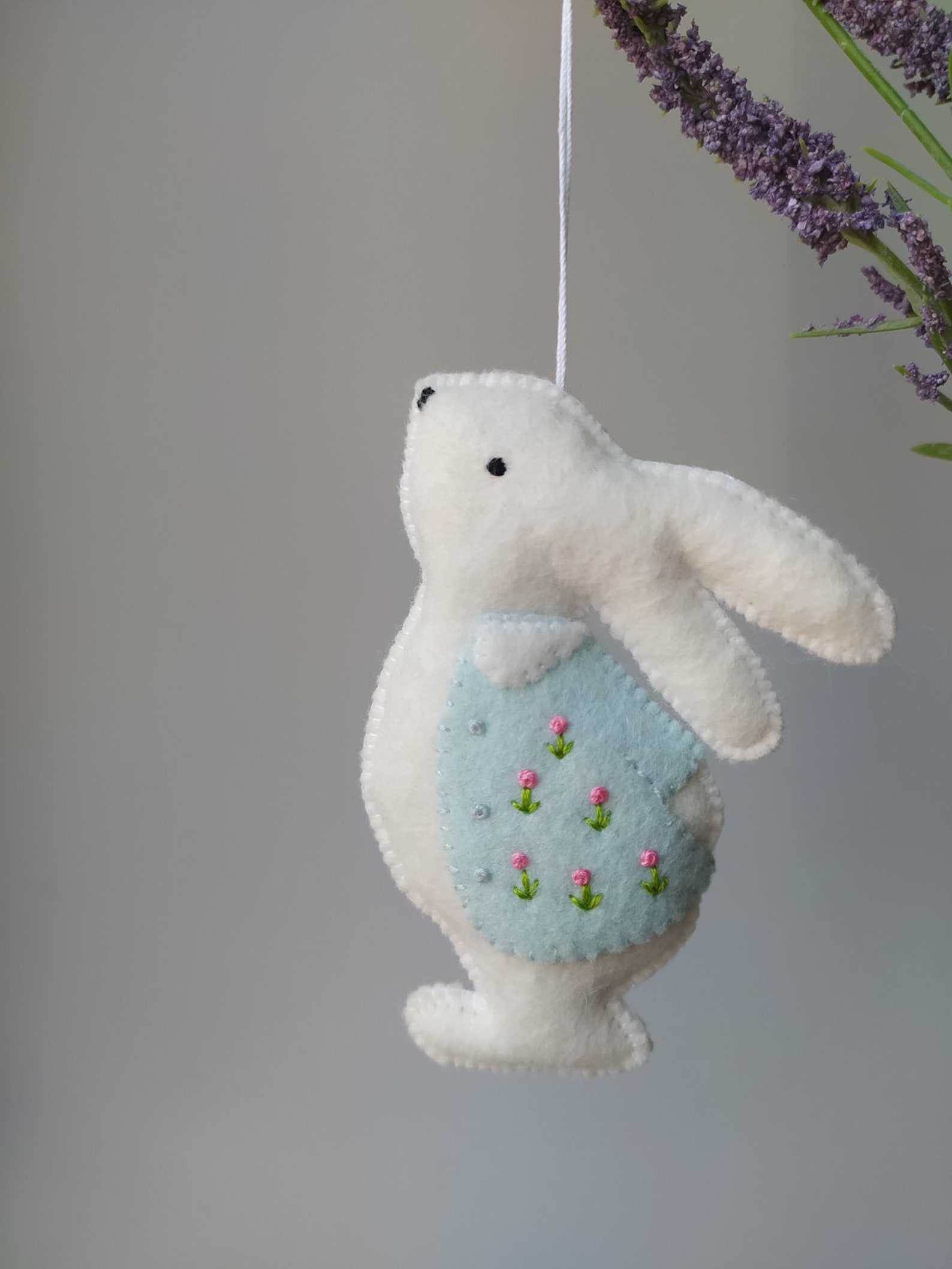 Felt Bunny Ornament, Easter Bunny, Easter Decor Embroidered - Etsy