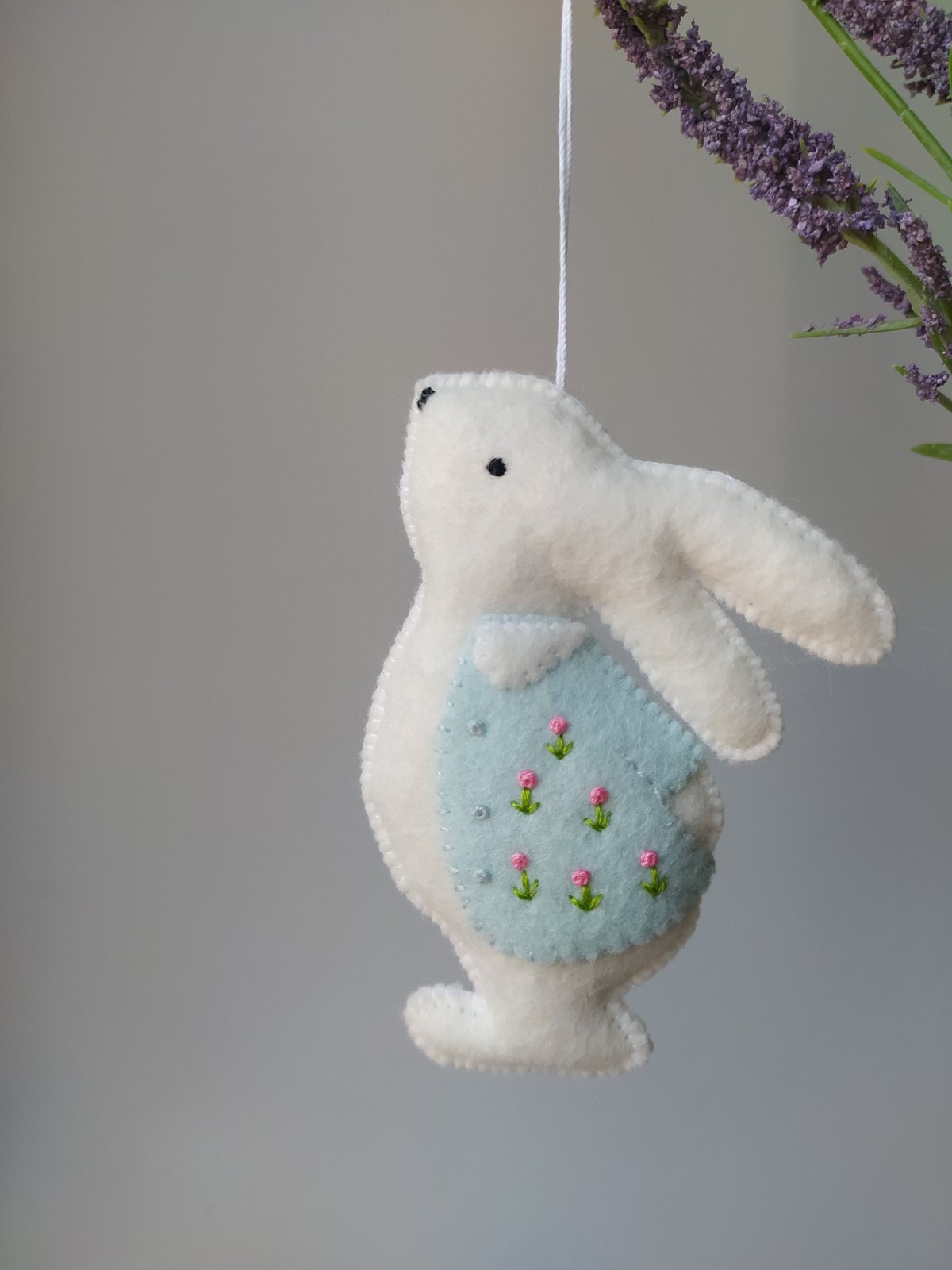 Felt Bunny Ornament, Easter Bunny, Easter Decor Embroidered - Etsy