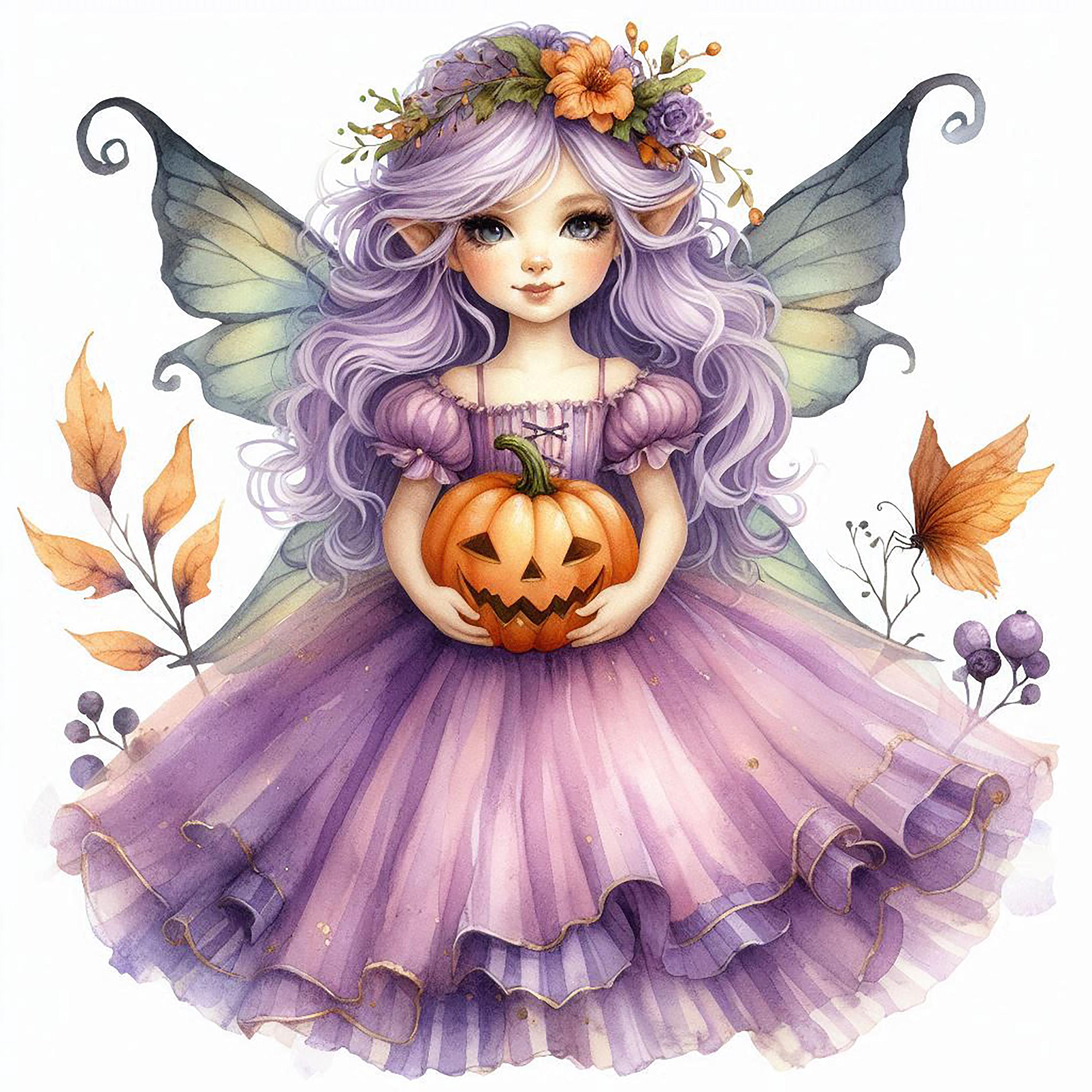 Fairy Halloween Clipart, 27 IPG Watercolor Halloween Fairy Clipart ...