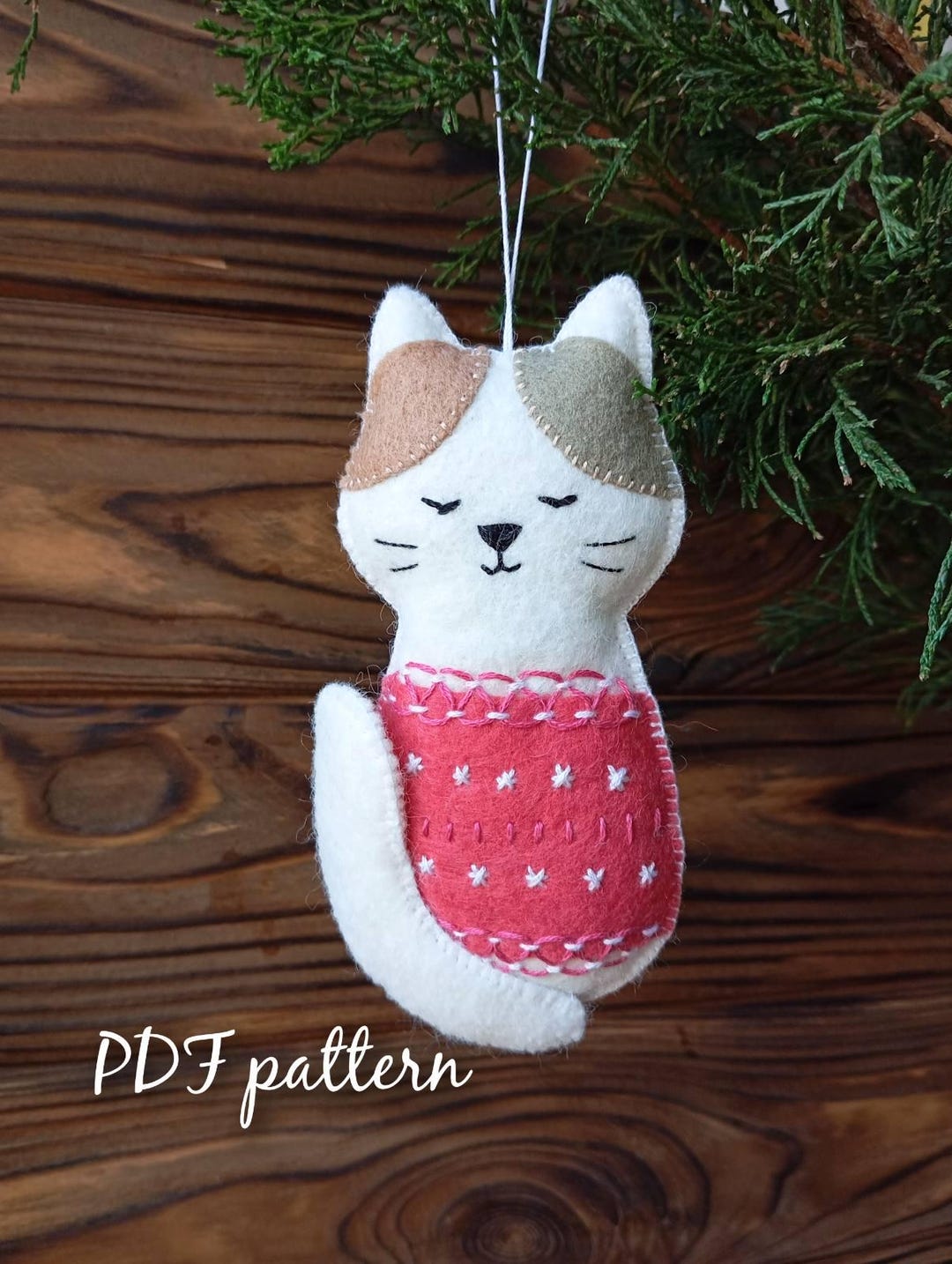 Felt Cat Christmas Ornament Pattern: Hand-sewn Plush (PDF Pattern) - Etsy