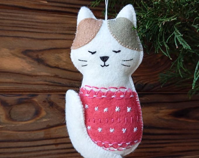 Felt Cat Sewing Pattern & Tutorial, Christmas Tree Ornament PDF Pattern ...