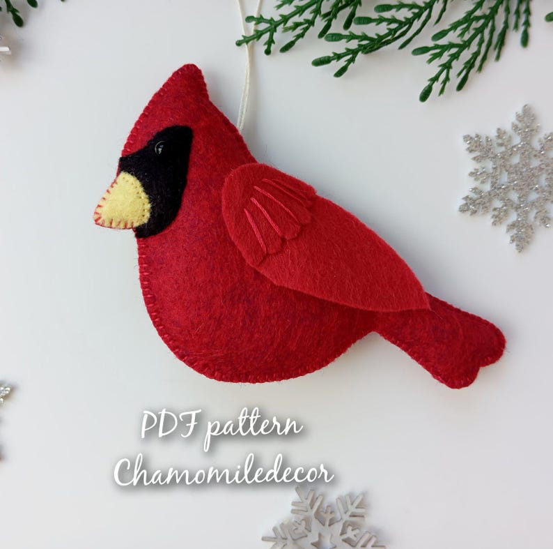 Felt Cardinal Sewing Pattern: DIY Christmas Ornament (digital Download ...