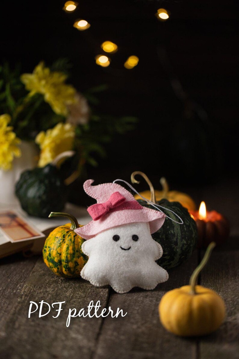 Felt Ghost Ornament Pattern: Pink Witch Hat Halloween Decor (PDF ...
