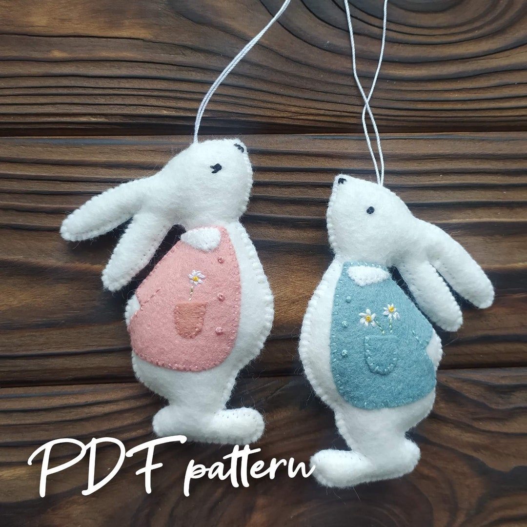 Felt Bunny Pattern, Bunny Ornament, Sewing Patterns, Felt Ornaments ...