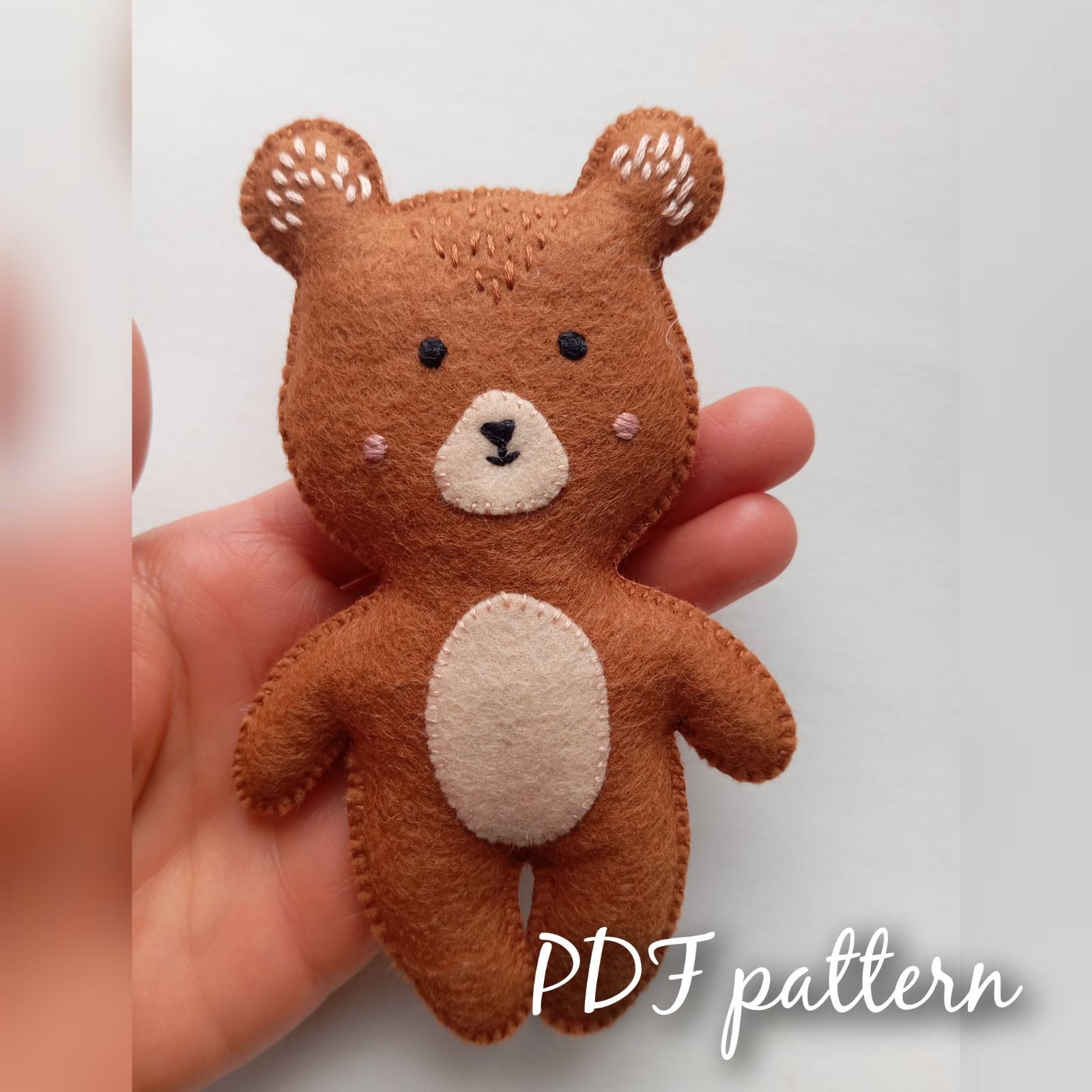 Felt Bear Pattern, Felt Sewing Pattern, Bear Ornament Pattern, Animal ...
