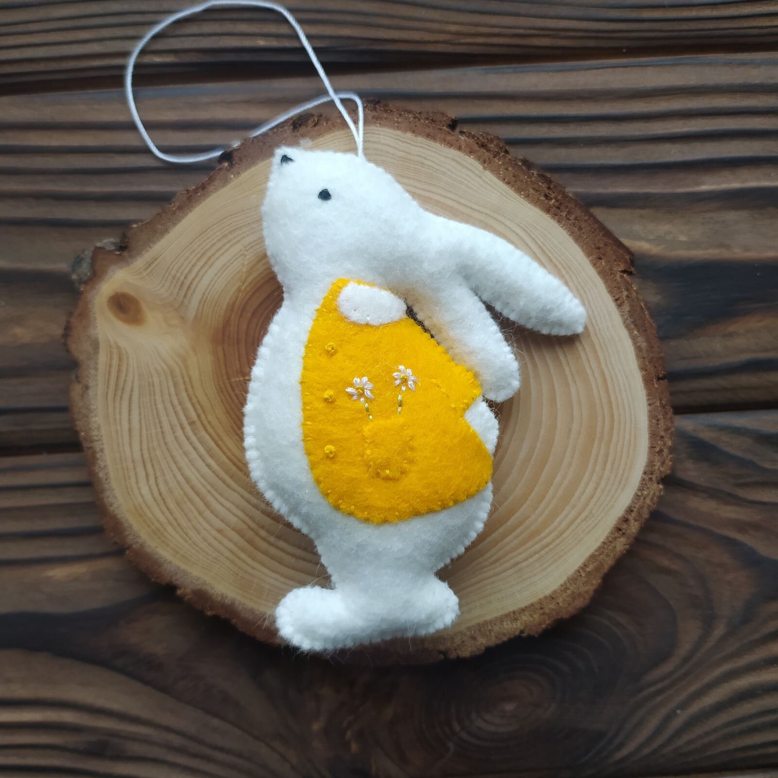 Felt Bunny Ornament, Easter Bunny, Easter Decor Embroidered - Etsy