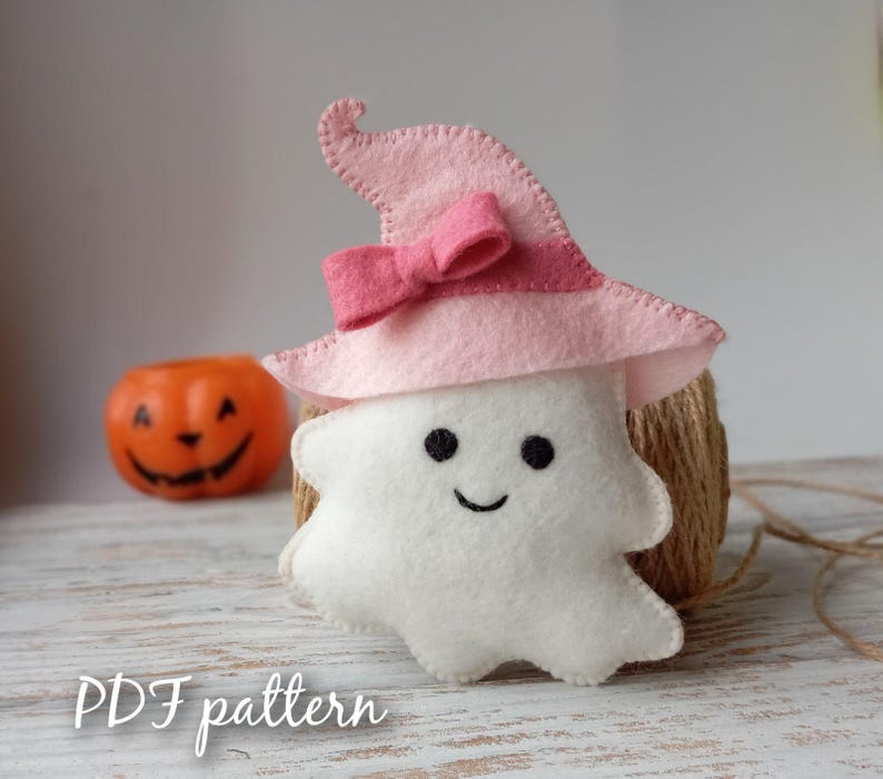 Felt Ghost Ornament Pattern: Pink Witch Hat Halloween Decor (PDF ...