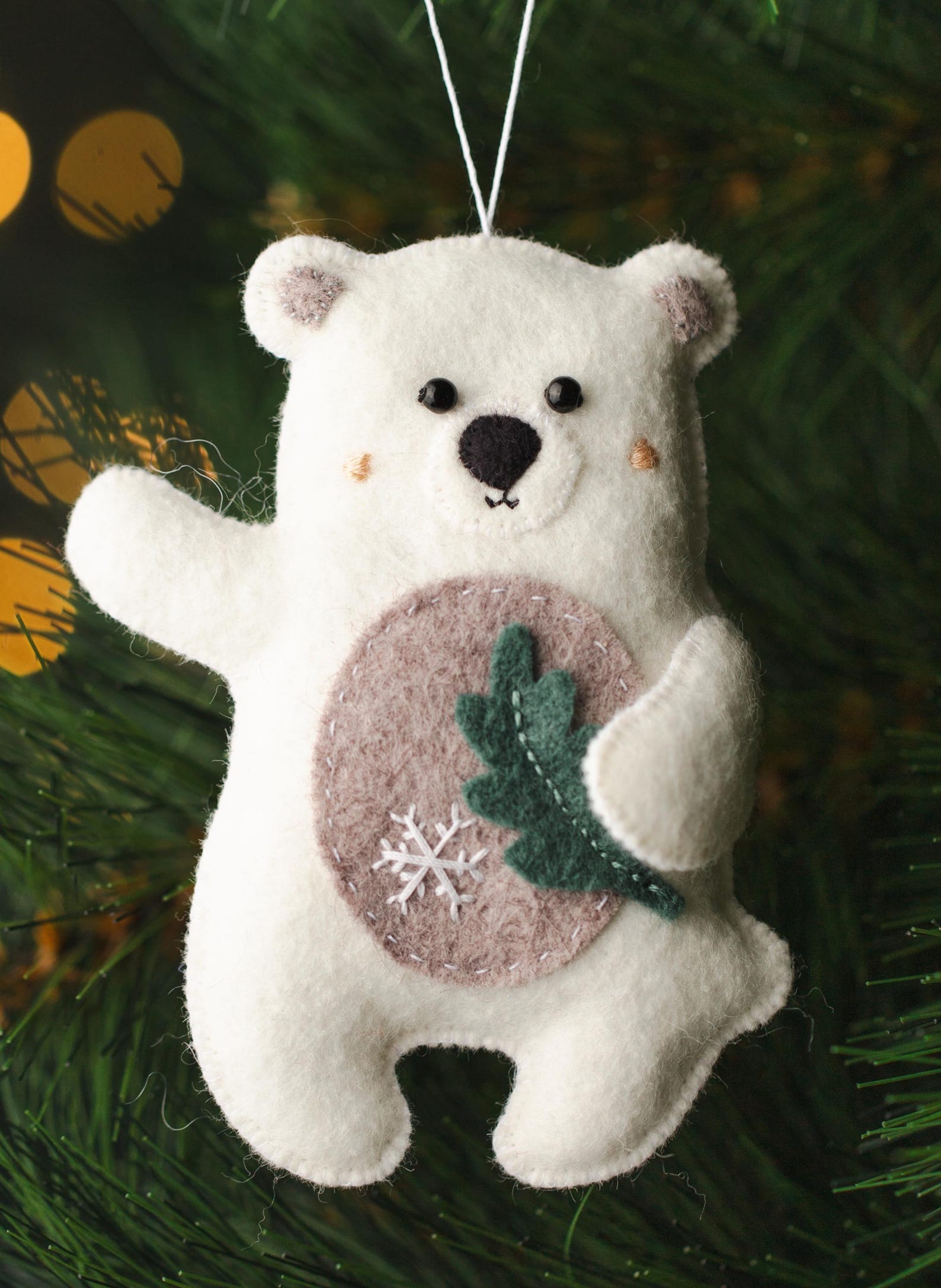 Polar Bear Felt Ornament Pattern: DIY Christmas Decoration (PDF ...