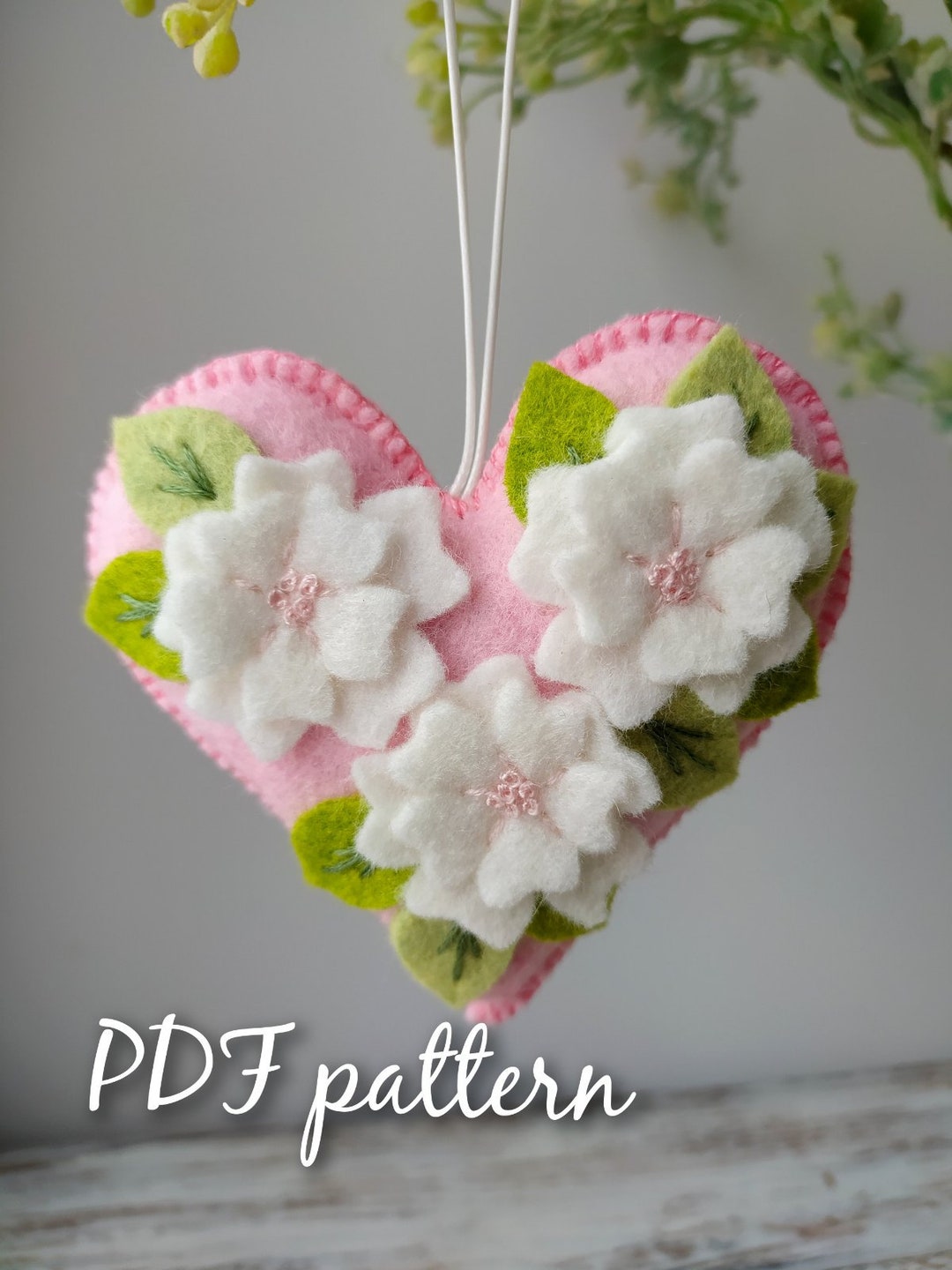 Felt Heart Ornament Pattern: Hand Sewn Floral Design (PDF Pattern) - Etsy