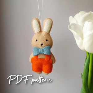 Felt Bunny Pattern, Bunny Ornament, Sewing Patterns, Felt Ornaments ...