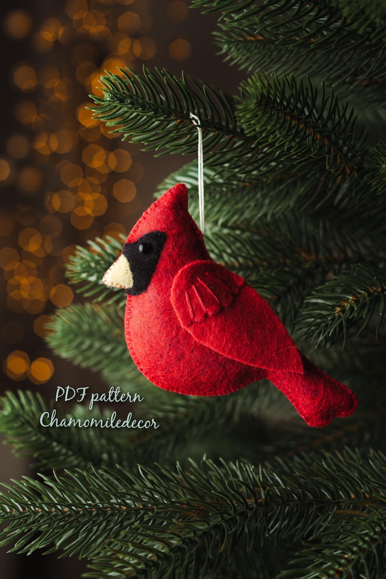 Felt Cardinal Sewing Pattern: DIY Christmas Ornament (digital Download ...
