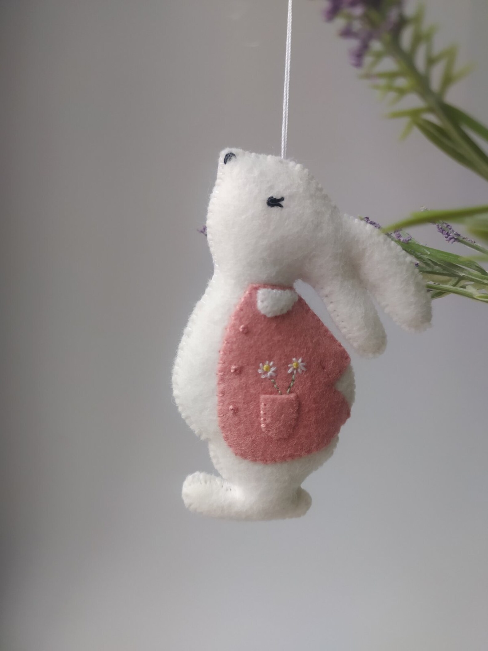 Felt Bunny Ornament, Easter Bunny, Easter Decor Embroidered - Etsy