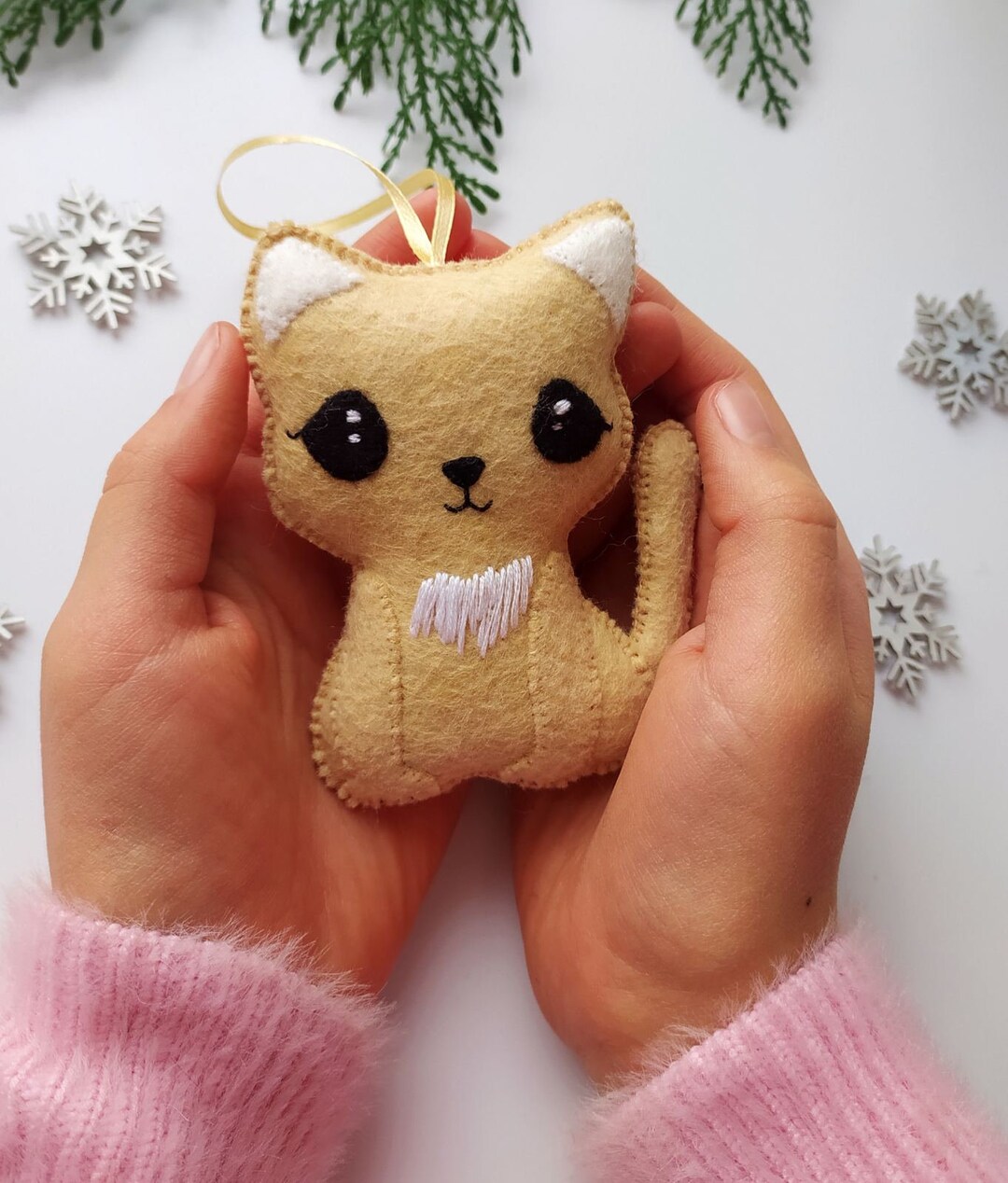 Felt Cat Ornament Kitten Pets Home Decor Christmas Ornaments Ready to ...