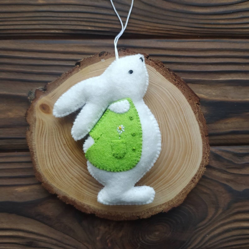Felt Bunny Ornament, Easter Bunny, Easter Decor Embroidered - Etsy