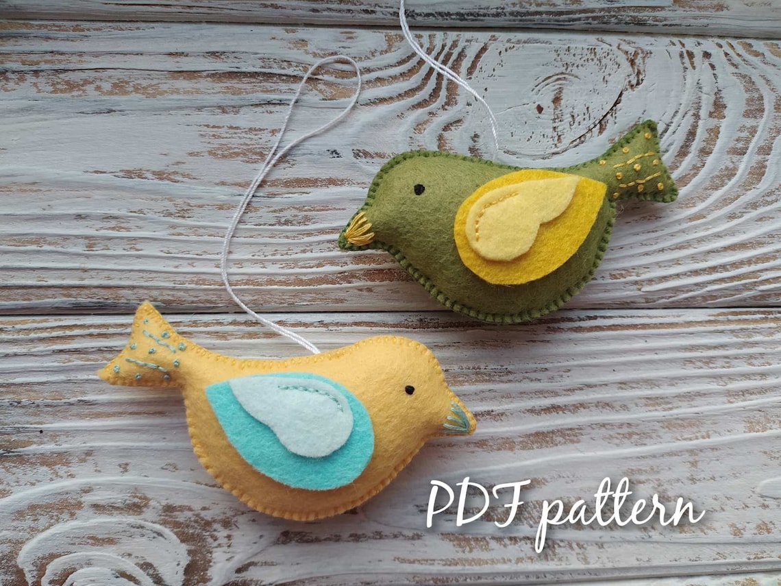 Bird Ornament Embroidery Pattern, Felt PDF Pattern , Easter Ornament Pattern - Etsy
