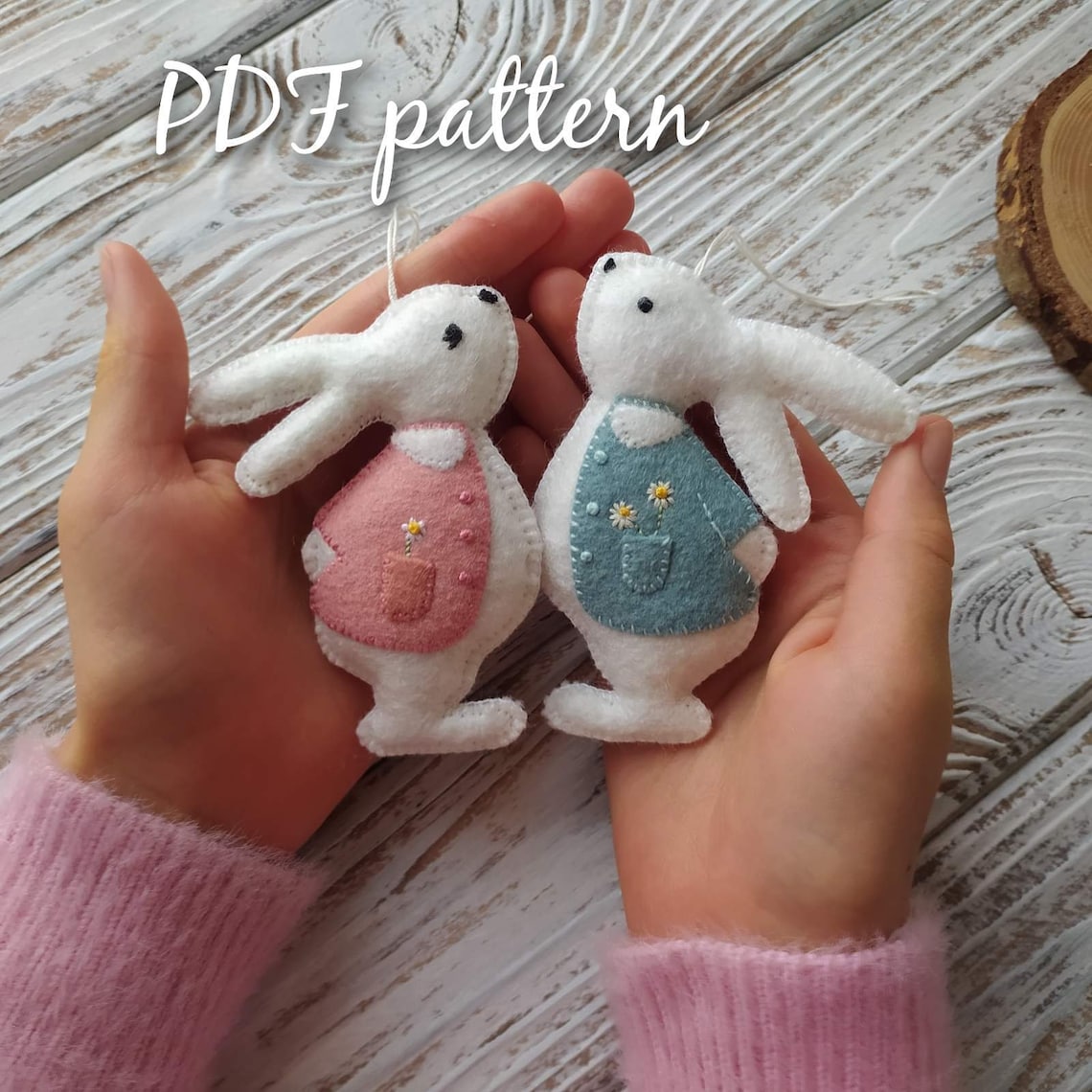 Felt Bunny Pattern, Bunny Ornament, Sewing Patterns, Felt Ornaments ...