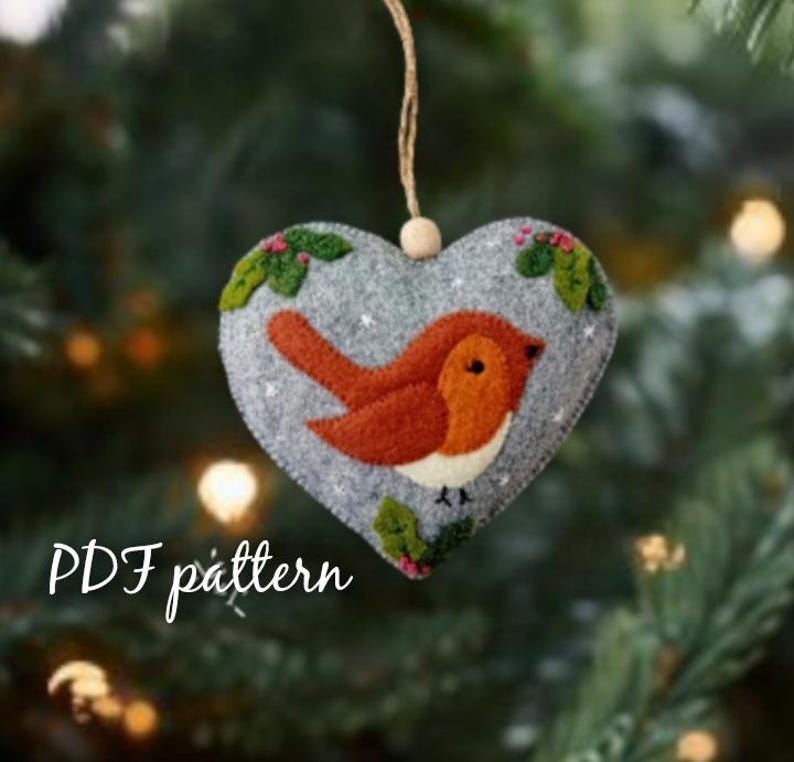 Felt Robin Ornament Pattern: Hand Embroidered Christmas Sewing (PDF ...