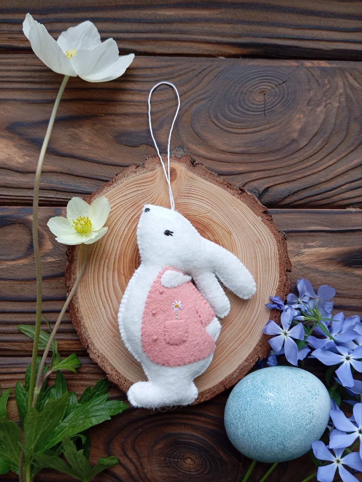 Felt Bunny Ornament, Easter Bunny, Easter Decor Embroidered - Etsy